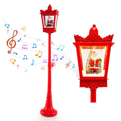 COSTWAY 188 cm Christmas Street Lamp Plug-in Musical Lamp Post w/ LED ...