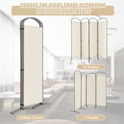 Costway 188cm Folding Privacy Screen 4-Panel Room Divider Privacy ...