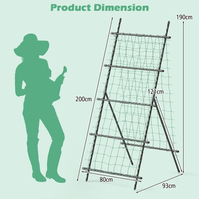 COSTWAY 190 cm Tall Garden Trellis Vertical Plant Support Stand w/ Netting