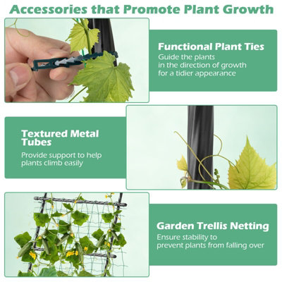 COSTWAY 190 cm Tall Garden Trellis Vertical Plant Support Stand w/ Netting