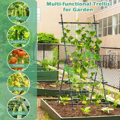 COSTWAY 190 cm Tall Garden Trellis Vertical Plant Support Stand w/ Netting
