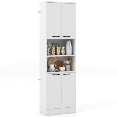 COSTWAY 190cm Tall Kitchen Pantry Cabinet Freestanding Cupboard with ...
