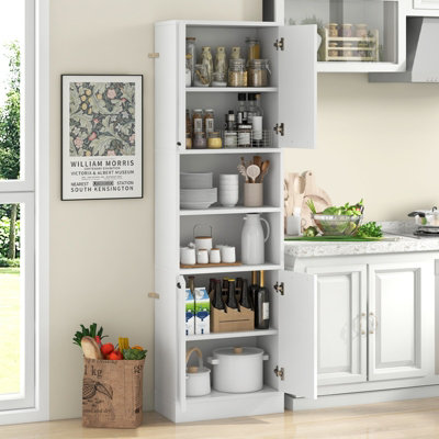 COSTWAY 190cm Tall Kitchen Pantry Cabinet Freestanding Cupboard with ...