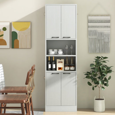 COSTWAY 190cm Tall Kitchen Pantry Cabinet Freestanding Cupboard with ...