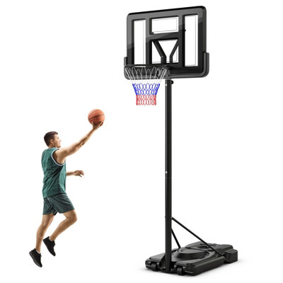 Costway 2.3-3M Height Adjustable Basketball Goal System Basketball Hoop ...