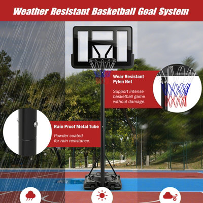 Costway 2.3-3M Height Adjustable Basketball Goal System Basketball Hoop ...