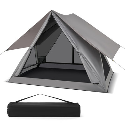 Costway 2-3 People Instant Pop-up Camping Tent 360 One-Way See-Through ...