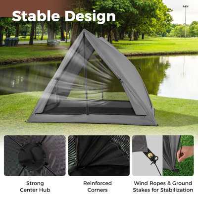 COSTWAY 2-3 PEOPLE INSTANT POP-UP CAMPING TENT 360 ONE-WAY SEE-THROUGH ...