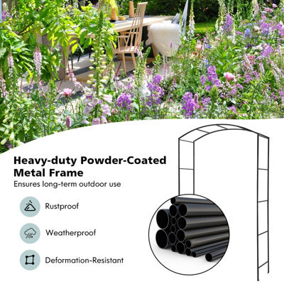 Costway 2.3M Metal Garden Arch Heavy Duty Arbor Climbing Trellis ...