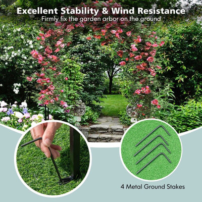 Costway 2.3M Metal Garden Arch Heavy Duty Arbor Climbing Trellis ...