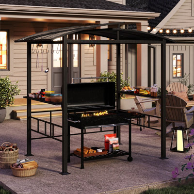 COSTWAY 2.5 x 1.5 m Hardtop Grill Gazebo Outdoor BBQ Shelter with ...
