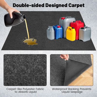 COSTWAY 2.5 x 2.2 m Large Garage Floor Mat Reusable Absorbent Oil Spill ...
