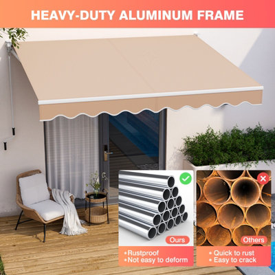 Costway 2.5 x 3m Patio Awning Manual Outdoor Canopy Sun Shade ...