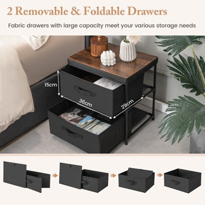 COSTWAY 2 FABRIC DRAWERS DRESSER FABRIC STORAGE ORGANIZER NIGHTSTAND ...