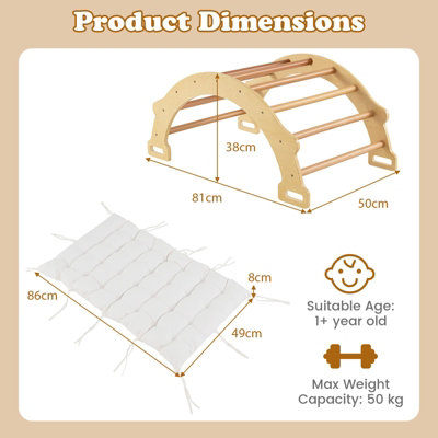 COSTWAY 2-in-1 Arch Rocker Double-Sided Climbing Arch Wooden Ladder ...