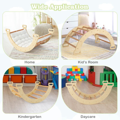 Costway 2-in-1 Arch Rocker Ladder Double-Sided Climbing Wooden W/ Soft ...