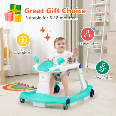 Costway 2-in-1 Baby Walker Foldable Activity Push Walker with ...