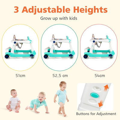 Costway 2-in-1 Baby Walker Foldable Activity Push Walker with ...