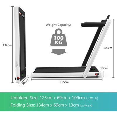 Costway 2 in 1 Folding Treadmill 0.75HP Portable Walking Jogging ...