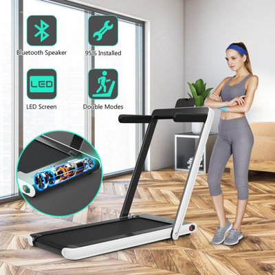 Costway 2 in 1 Folding Treadmill 0.75HP Portable Walking Jogging ...