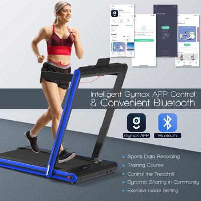 Costway 2-in-1 Folding Treadmill 0.88HP Electric Jogging Running ...