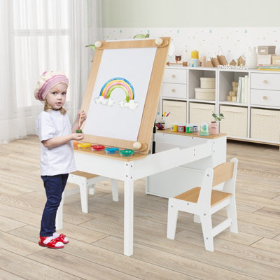 Costway 2 in 1 Kids Art Table and Easel Set Toddler Play Activity Drawing Desk w