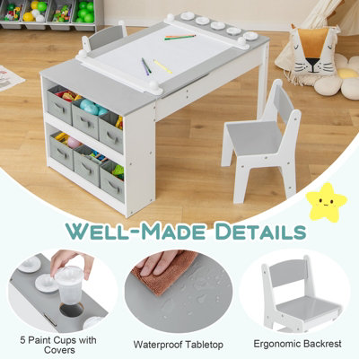 Shop Costway 2-in-1 Kids Art Table and Easel Set Toddler Play Activity ...