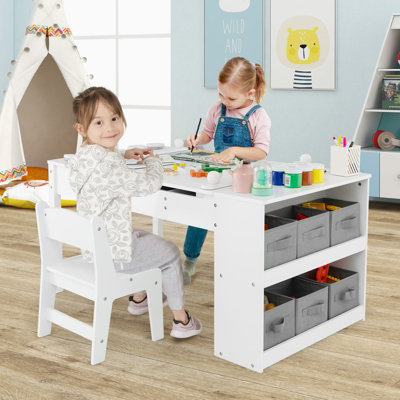 Costway 2-in-1 Kids Art Table and Easel Set Toddler Play Activity ...