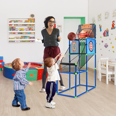 Costway 2-in-1 Kids Basketball Arcade Game Basketball & Sticky Balls ...