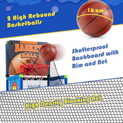 Costway 2-in-1 Kids Basketball Arcade Game Basketball & Sticky Balls ...