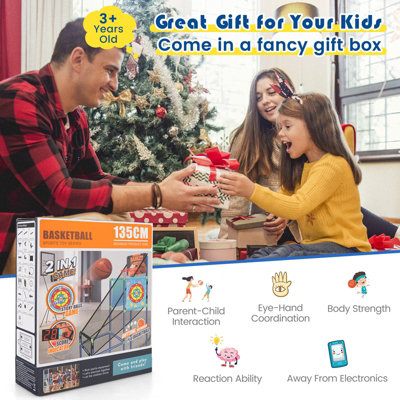 Costway 2-in-1 Kids Basketball Arcade Game Basketball & Sticky Balls ...