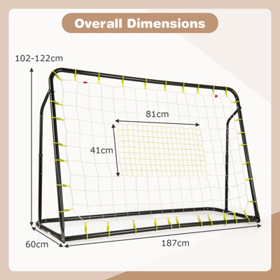 Costway 2-in-1 Kids Football Rebounder & Goal Angle-Adjustable Football ...