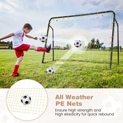 Costway 2-in-1 Kids Football Rebounder & Goal Angle-Adjustable Football ...