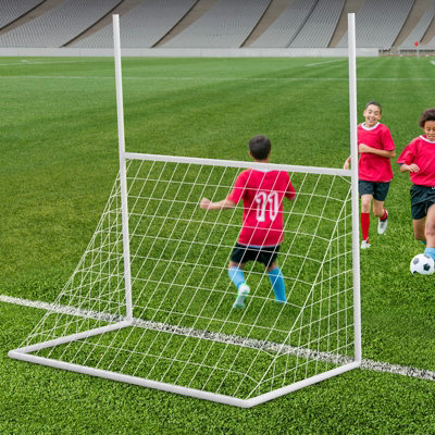 Costway 2 in 1 Kids Football Training Net All Weather Football Goal-White