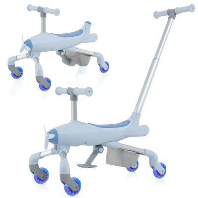 COSTWAY 2-in-1 Kids Ride-on Push Car Plane-Themed Foot-to-Floor Sliding Toy