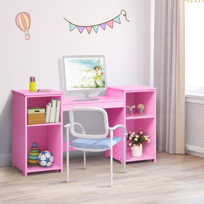 Costway 2 In 1 Kids Vanity Table Children Dressing Table Set w/ Mirror ...