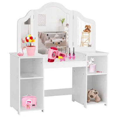 Childrens vanity table with mirror and bench store