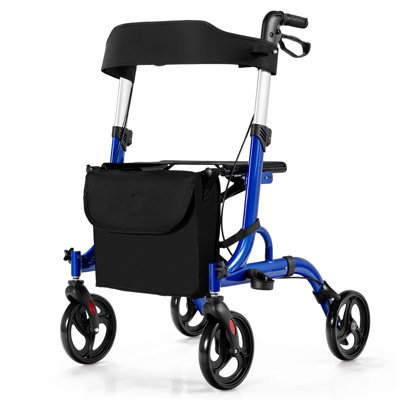 Costway 2 in 1 Lightweight Rollator Aluminum Transport Chair Folding ...