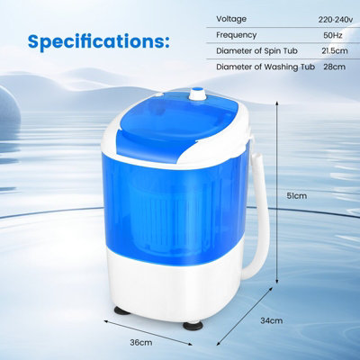 Costway 2-in-1 Mini Washing Machine Single Tub Washer and Spin Dryer W ...