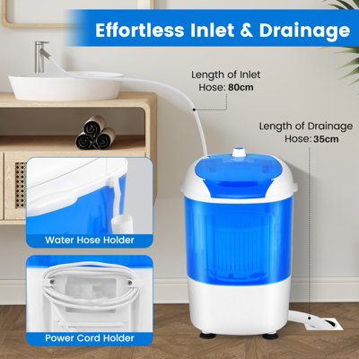 Costway 2-in-1 Mini Washing Machine Single Tub Washer and Spin Dryer W ...