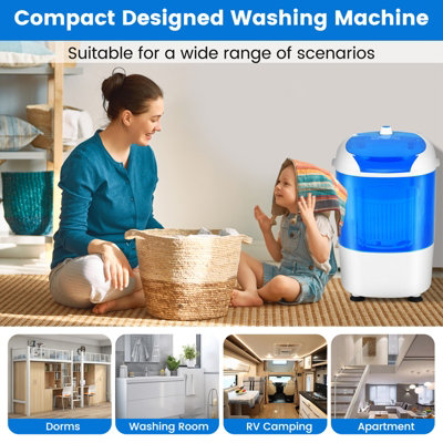 Costway 2-in-1 Mini Washing Machine Single Tub Washer and Spin Dryer W ...