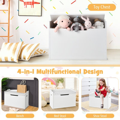 Costway 2-in-1 Modern Flip-top Storage Chest Wooden Storage Organizer Bench Toy Box Unit