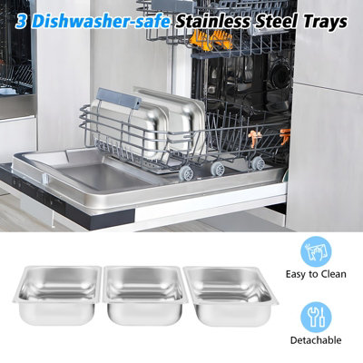 Costway 2 in 1 Portable Electric Buffet Server Tray Electric Warming W ...