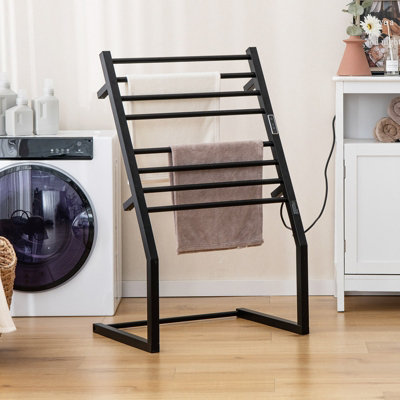 Costway 2-in-1 Towel Warmer Rack 8 Bars Freestanding & Wall Mounted ...