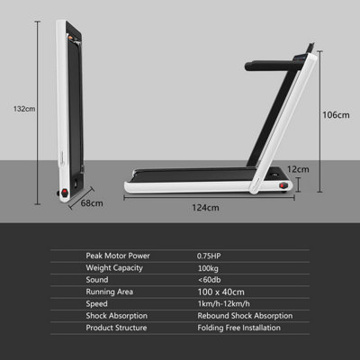 Costway 2-In-1 Treadmill 2.25HP Folding Electric Treadmill Walking Machine