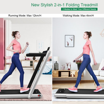 Costway 2-In-1 Treadmill 2.25HP Folding Electric Treadmill Walking Machine
