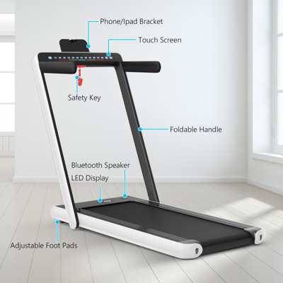 Costway 2-In-1 Treadmill 2.25HP Folding Electric Treadmill Walking Machine