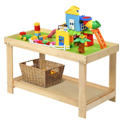 Costway 2-in-1 Wooden Kids Play Table with Double-layer Storage | DIY ...