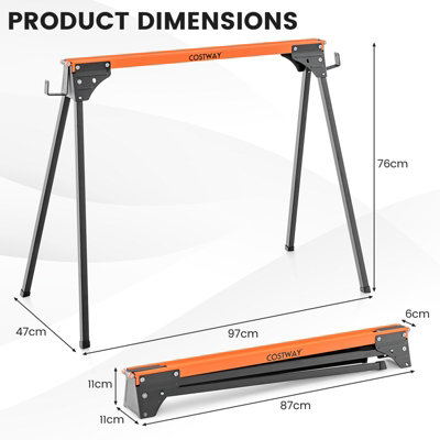 Costway 2 Pack Folding Saw Horses Compact Tools Heavy-duty Work Table w ...