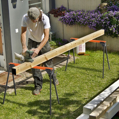 Costway 2 Pack Folding Saw Horses Compact Tools Heavy-duty Work Table w ...